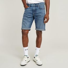 G-Star Raw Jeansshorts G-STAR "Mosa", Herren, Gr. 34, N-Gr, blau (faded cascade), Denim/Jeans, Obermaterial: 99% Baumwolle, 1% Elasthan, regular fit kniefrei, Jeans, mit Umschlagsaum