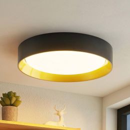 LINDBY LED-Deckenleuchte Kambia, 55 cm, schwarz/gold, Metall