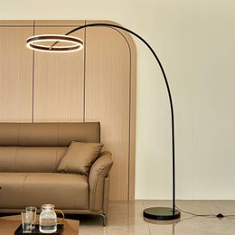 LUCANDE LED-Bogenlampe Yekta, schwarz, 183 cm, dimmbar