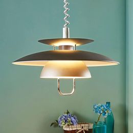 LINDBY H&auml;ngelampe Nadija, grau, 43 cm, h&ouml;henverstellbar, E27