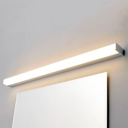 LINDBY LED-Wandlampe Philippa, eckig, 89 cm, chrom, IP44