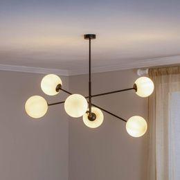 EMIBIG LIGHTING Deckenleuchte Linear, schwarz/opal, sechsflammig