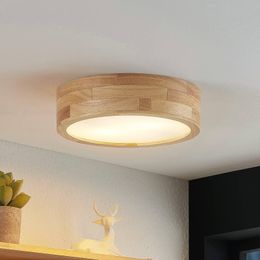 LINDBY Deckenleuchte Tanju, &Oslash; 30 cm, 2-flg., Eichenholz, E27