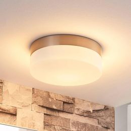 LINDBY Bad-Deckenlampe Amilia, Ø 18 cm, E27, nickel, Glas