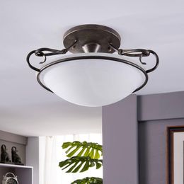 LINDBY Deckenlampe Rando, silber antik, Glas, &Oslash; 50 cm, E27