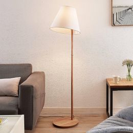 LUCANDE Stehleuchte Jinda, weiß, Holz, Stoff, 160 cm, E27