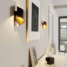 LINDBY Wandlampe Desirio, 3er-Set, schwarz/gold, G9, Metall