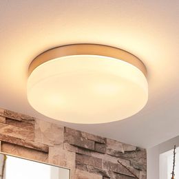 LINDBY Bad-Deckenlampe Amilia, Ø 30 cm, E27, nickel, Glas