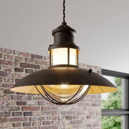 LINDBY Pendelleuchte Louisanne, braun, Metall, Ø 35 cm