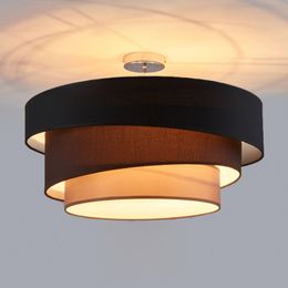 LINDBY Deckenleuchte Melia, schwarz/braun, Textil, &Oslash; 56cm