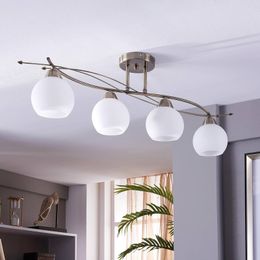 LINDBY Deckenlampe Leanda, 80 cm, vierflammig, Metall, Glas