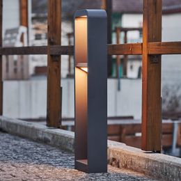 LINDBY LED-Wegeleuchte Darko, 80 cm, grau, Metall, IP54
