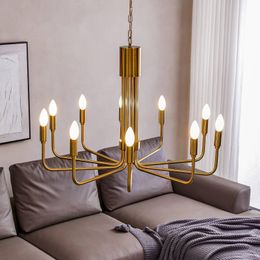 LINDBY Kronleuchter Elanova, messing, 10-flg., &Oslash; 80 cm, E14