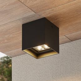 LINDBY LED-Deckenleuchte Eveta, 10 cm, anthrazit, Alu, IP65