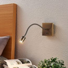 LINDBY LED-Wandlampe Mayar, 2er, messing, Leselampe, 11 cm