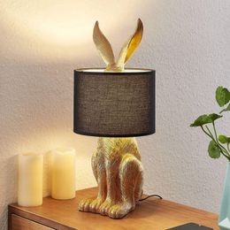 LINDBY Tischlampe Lorentina, H&ouml;he 57 cm, Hase, gold, Textil