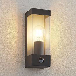 LINDBY Außenwandlampe Tilian, Sensor, Höhe 25 cm, anthrazit