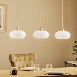 LUCANDE Hängeleuchte Sharvil, 3-flammig, weiß, Glas, 97cm