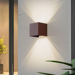 LINDBY Smart LED-Außenwandlampe Dara rost eckig CCT RGB Tuya LINDBY, dimmbar, braun / rost, Kunststoff, Modern, Smart Home Wandleuchte außen
