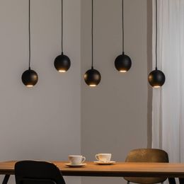 Helam Pendelleuchte Midnight ganz in Schwarz 5-flammig