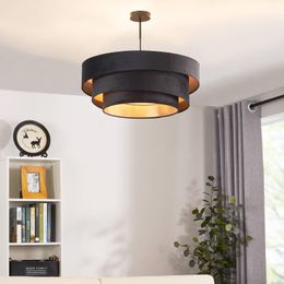 LINDBY Deckenlampe Jusari, schwarz, Textil, &Oslash; 56 cm, E27