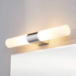 LINDBY Spiegelleuchte Ziva, Steckdose, weiß, Glas, IP44