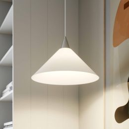 LINDBY Pendelleuchte Petra, weiß, Glas, Ø 40 cm, Kegel, E27