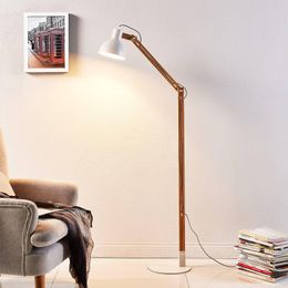 LINDBY Stehlampe Shivanja, Holz, verstellbar, 146 cm, E27