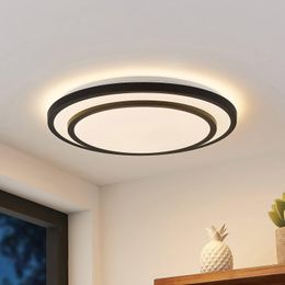 LINDBY LED-Deckenleuchte Essina, schwarz, Metall, CCT, dim.