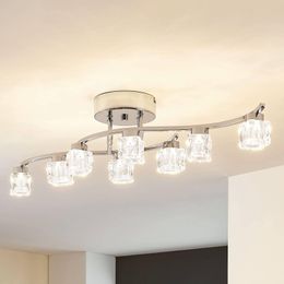 LINDBY LED-Deckenleuchte Yaro, 8-flg., chrom, dimmbar