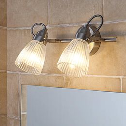 LINDBY Bad-Wandleuchte Kara, 31 cm, 2-flg., Glas, IP44, G9