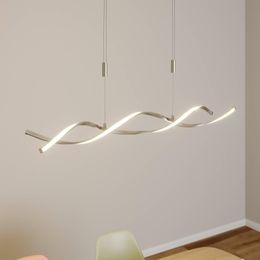 LINDBY LED-H&auml;ngelampe Auron, nickelfarben, Metall, dimmbar