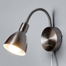 LINDBY Wandlampe Amrei, nickelfarben, 42cm, Stecker, dimmbar