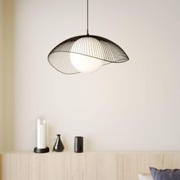 LINDBY Hängeleuchte Fabronia, schwarz/weiß, Glas, Kugel, E27