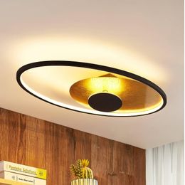 LINDBY LED-Deckenleuchte Feival, 73 cm, rost/ gold, dimmbar