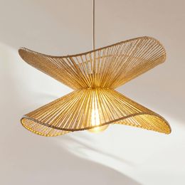 LINDBY Pendelleuchte Valdorin, beige, Papier, Ø 40 cm, E27