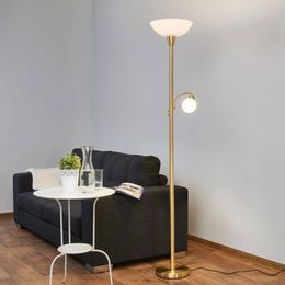 LINDBY Stehlampe Elaina, Leselicht, messing, 183 cm, E27