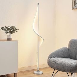 LUCANDE LED-Stehlampe Edano, 154 cm, wei&szlig;, Textil, dimmbar