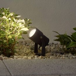 LUCANDE LED-Außenstrahler Jon, Erdspieß, verstellbar, IP65 Jon, alu / grau / zink, Aluminium, Modern