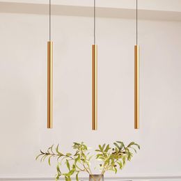 LINDBY Schienensystem 48V Lumaro, Pendel, Röhre, 3-flg., gold, CCT