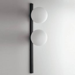 ECO-Light Wandleuchte Pluto, 2-flammig, schwarz/weiß, Schalter