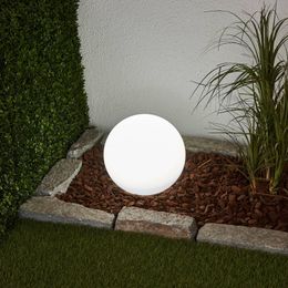LINDBY LED-Solarlampe Lago, &Oslash; 25 cm, Kugel, Erdspie&szlig;, wei&szlig;