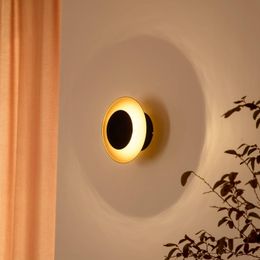 LINDBY LED-Wandleuchte Tiama, Metall, schwarz/gold, Ø 20 cm