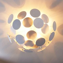 LINDBY Deckenleuchte Kinan, Ø 54 cm, weiß, Metall, E14