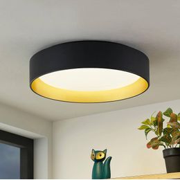LINDBY LED-Deckenlampe Gracjan, schwarz, Metall, CCT, Ø45cm