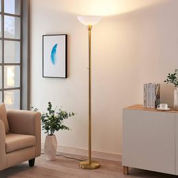 LINDBY Stehlampe Ignacia, messingfarben, Glas, 180 cm, E27