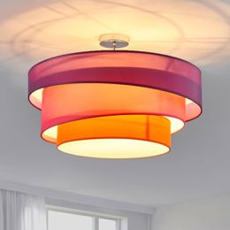 LINDBY Deckenlampe Melia, violett/pink/orange, Textil, &Oslash;56cm