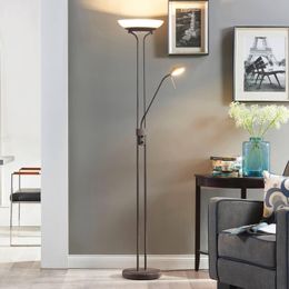 LINDBY LED-Stehlampe Yveta, rostfarben, Leselampe, dimmbar
