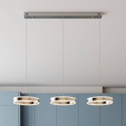 LUCANDE LED-Pendellampe Lyani, 115cm, 3-flg., chrom, dimmbar