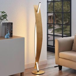 LUCANDE LED-Stehleuchte Marija, goldfarben, dimmbar, 140 cm